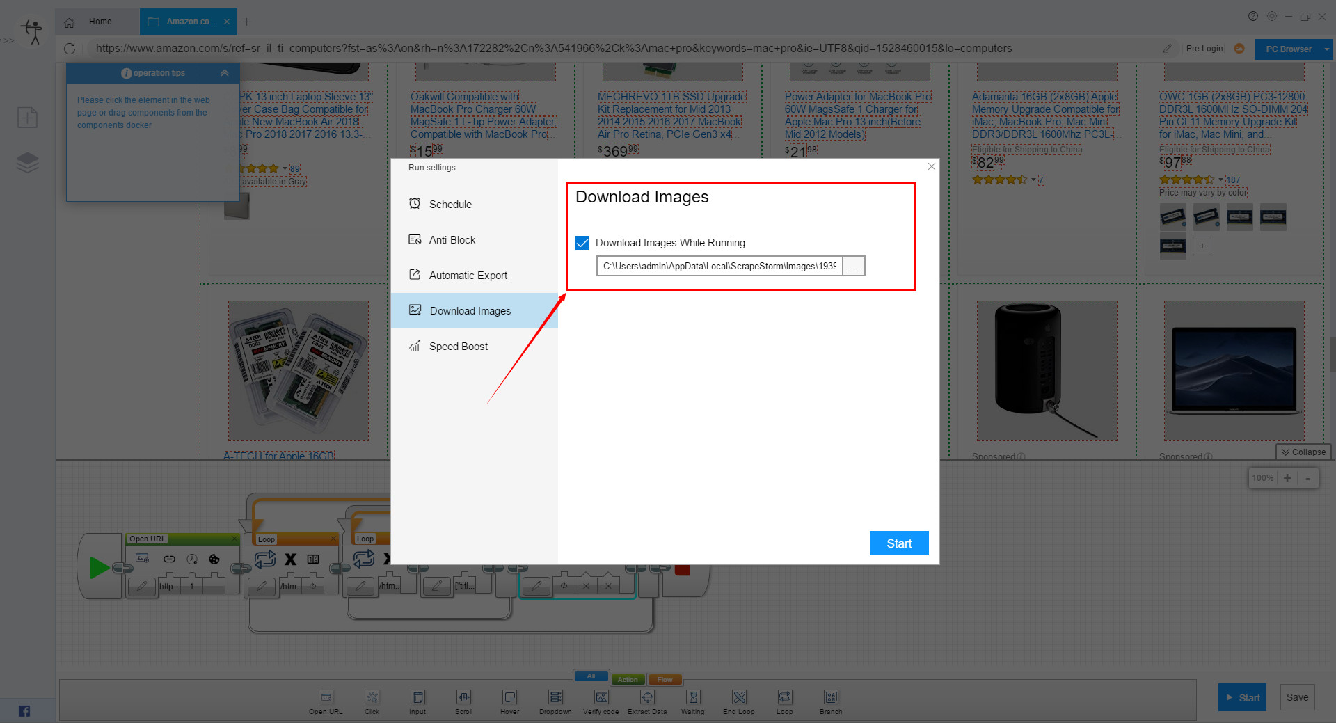 Resources - Flowchart Mode - Basic operational procedures - ScrapeStorm