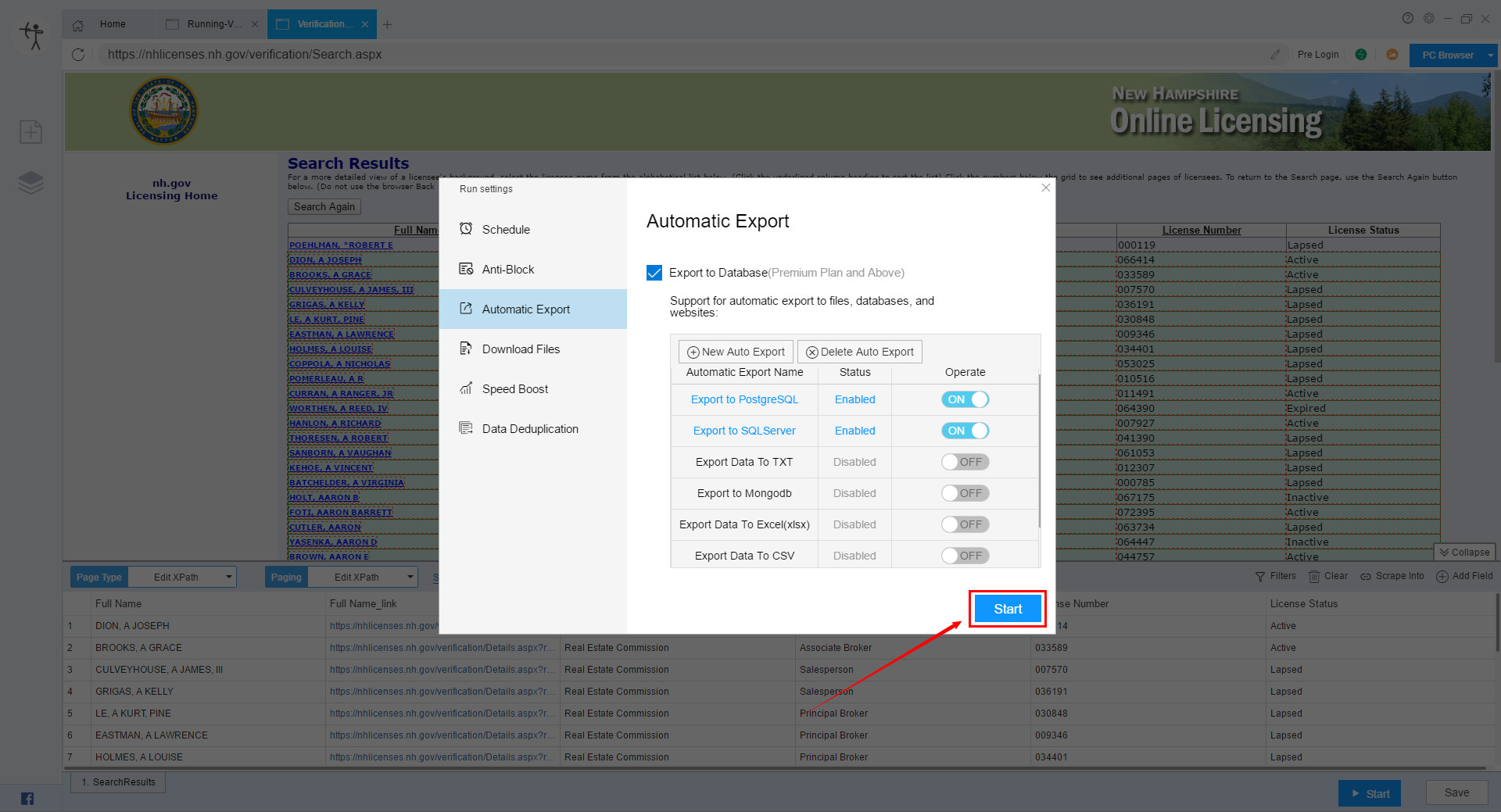 Resources - Flowchart Mode - How to set up Automatic Export - ScrapeStorm