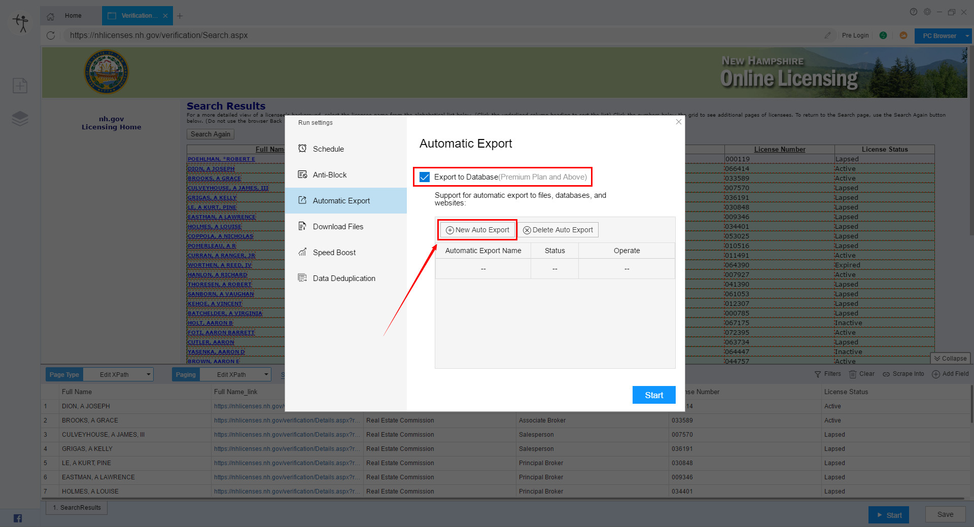 Resources - Flowchart Mode - How to set up Automatic Export - ScrapeStorm