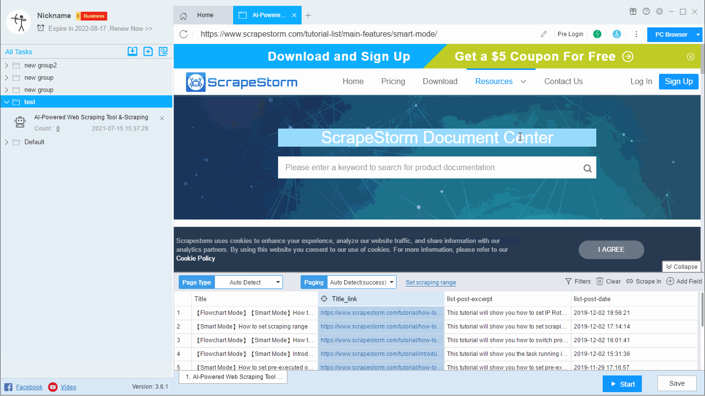 Resources - Smart Mode - How to scrape web pages that need to be logged ...