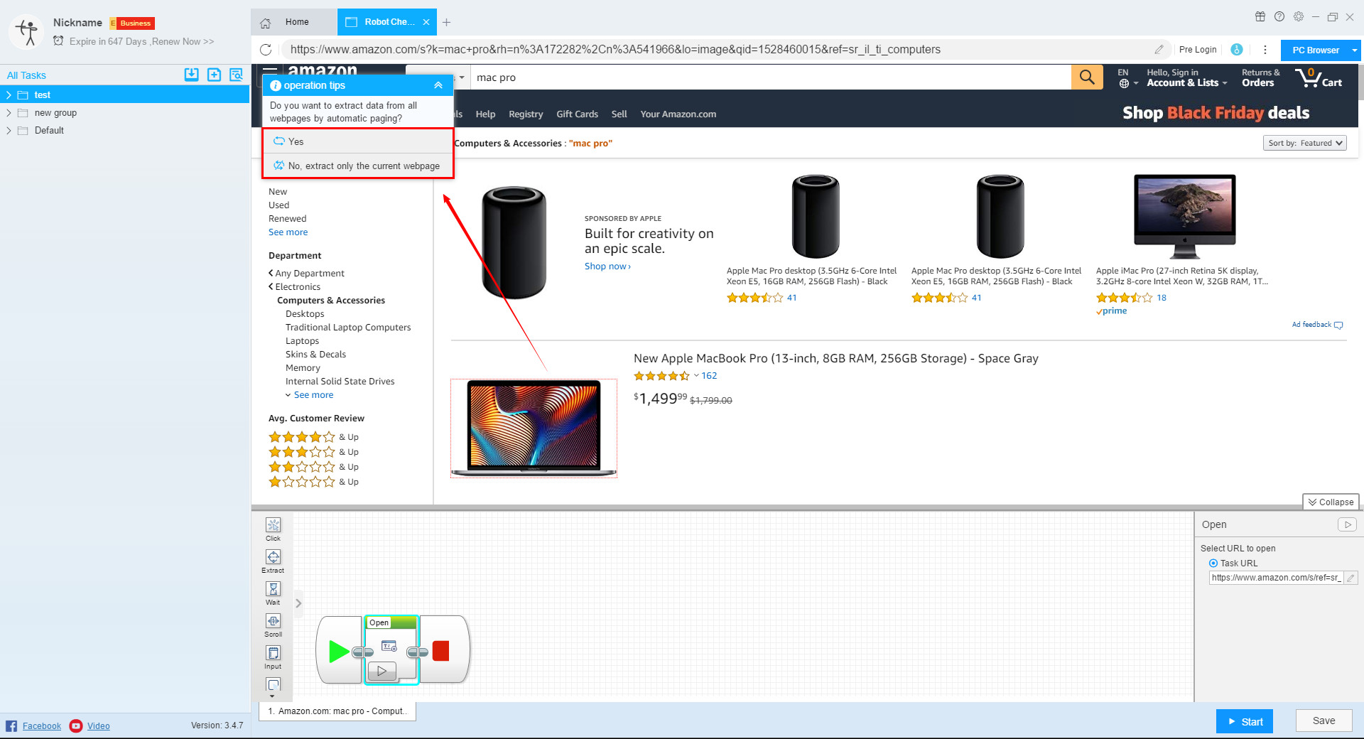 Resources - Flowchart Mode - How to set up paging - ScrapeStorm