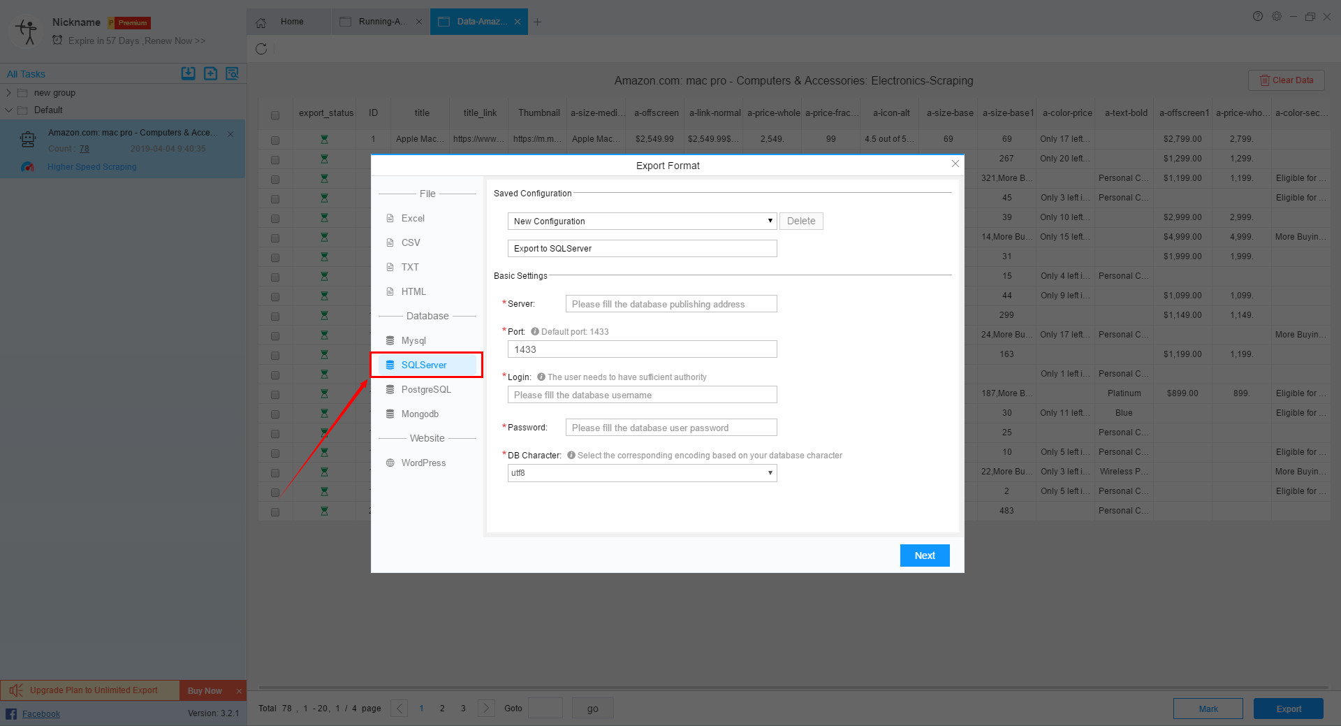 Resources - Data Export - How to export data to SQLServer - ScrapeStorm