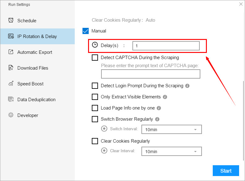 Resources - Flowchart Mode - How to set IP Rotation & Delay - ScrapeStorm