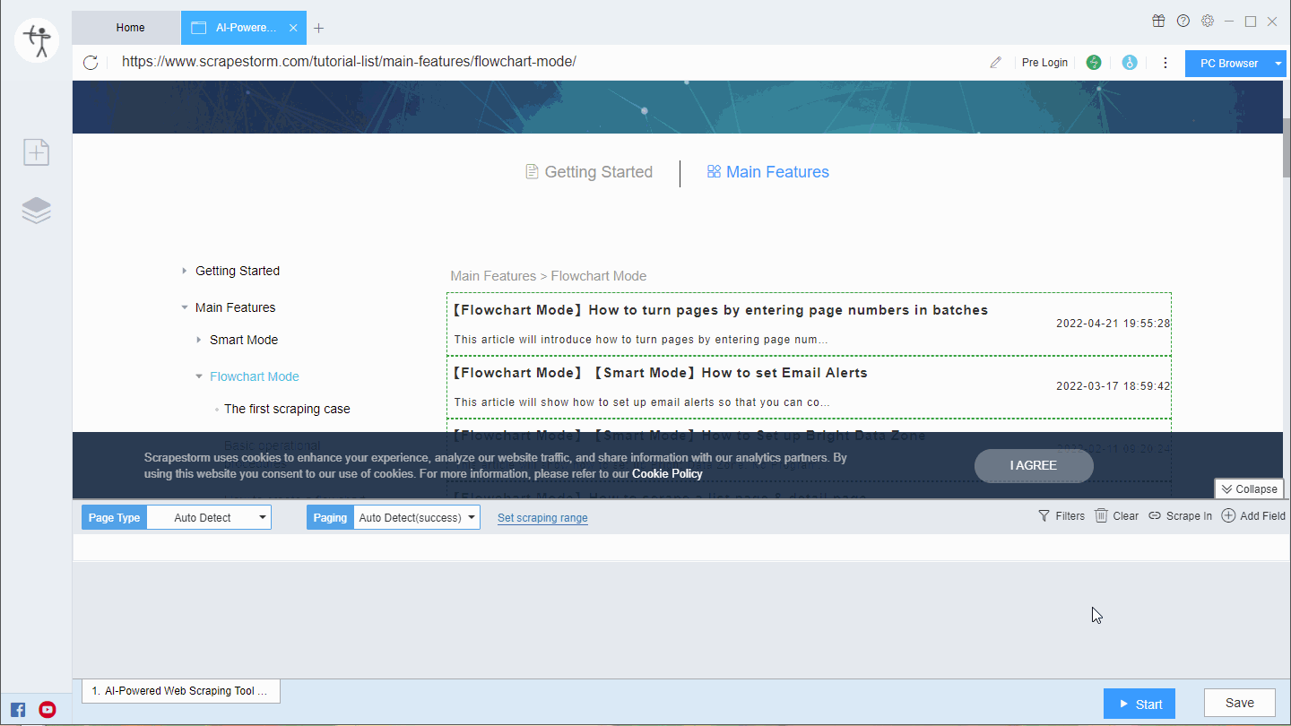 Resources - Flowchart Mode - How to scrape links of detail pages ...
