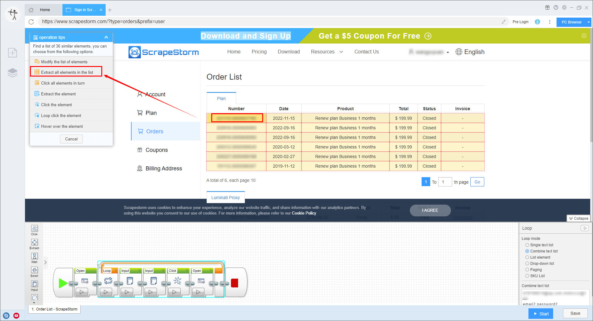 Resources - Flowchart Mode - How to scrape data by inputting combined ...