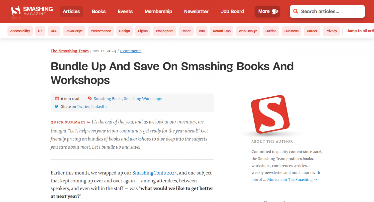 Smashing Magazine(smashingmagazine.com) - Data Scraping Website - Data Scraping Encyclopedia